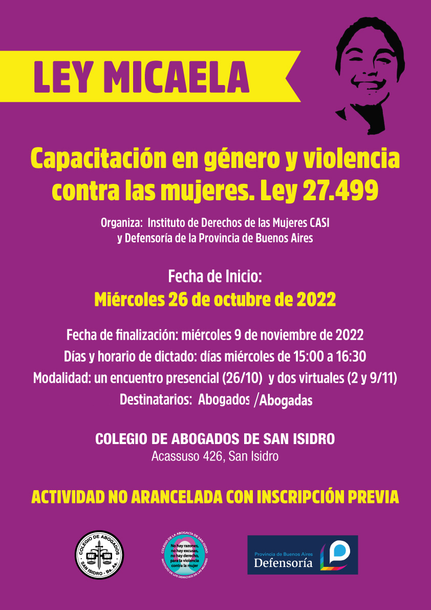 Ley Micaela. Capacitación en género y violencia contra las mujeres. Ley 27499 | Colegio de ...